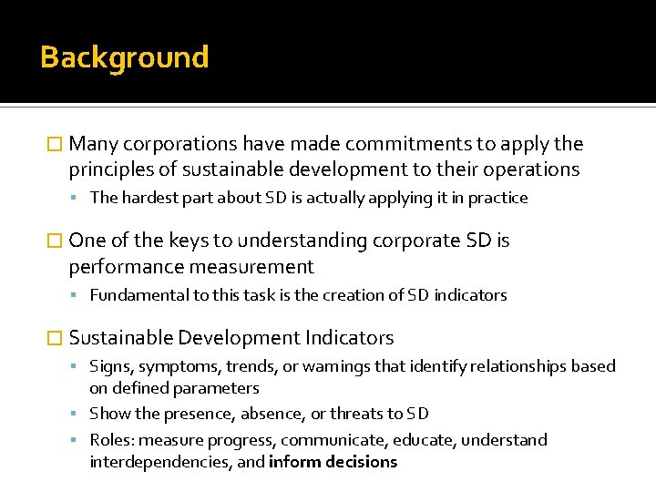 The Role of Sustainable Development Indicators in Corporate