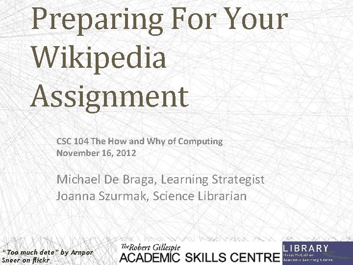 Preparing For Your Wikipedia Assignment CSC 104 The