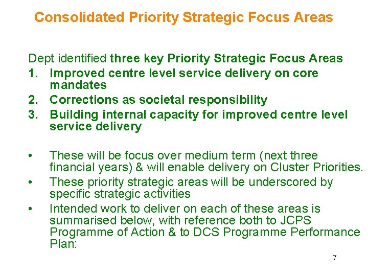 DCS STRATEGIC PLAN 200910 201314 Presentation To Portfolio