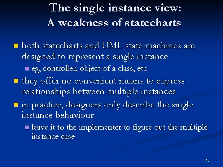 Statecharts for the many Algebraic State Transition Diagrams