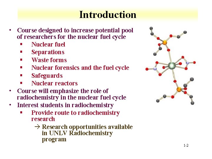 CHEM 312 Radiochemistry Lecture 1 Introduction Readings Chart