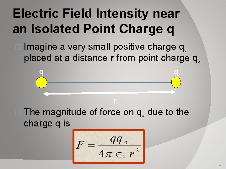 ELECTRIC FIELD INTENSITY By Engr Hinesh Kumar Lecturer
