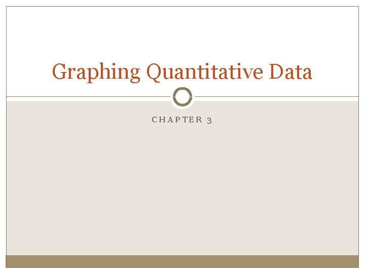 Graphing Quantitative Data CHAPTER 3 3 Graphs for