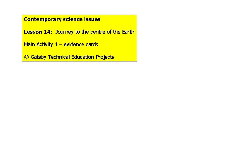 Contemporary science issues Lesson 14 Journey to the