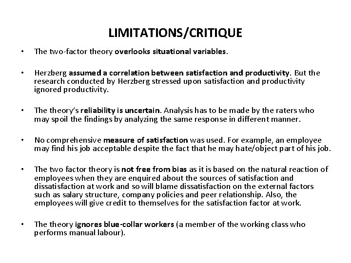 HERZBERG Human Relations Theory Two Factor 1959 Frederick