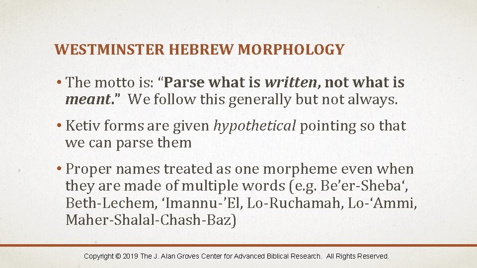 FREEING THE WESTMINSTER HEBREW MORPHOLOGY WHM AND THE