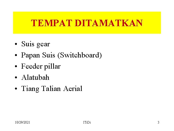PENAMATAN KABEL PILC Oleh RAIS BIN MAAT Institut
