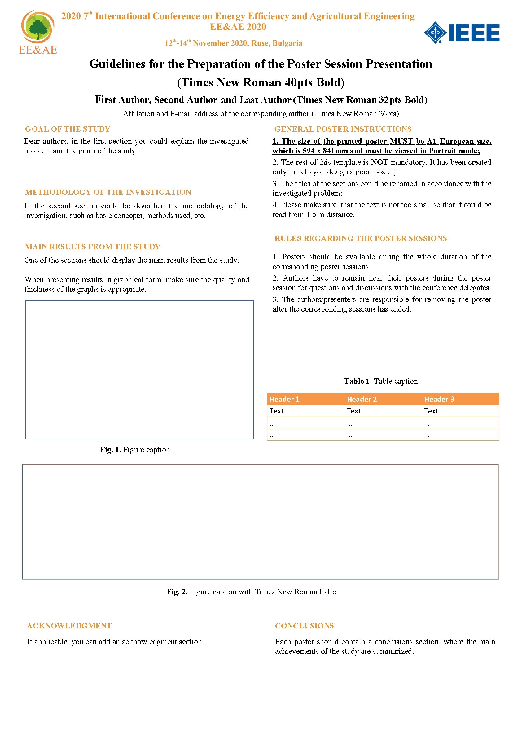 Guidelines for the Preparation of the Poster Session
