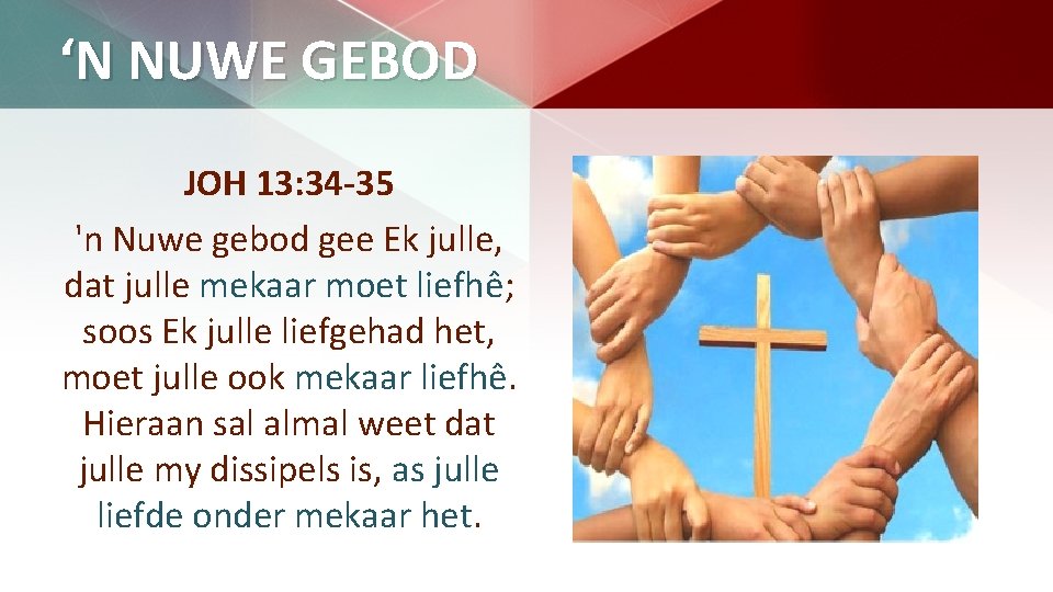 N NUWE GEBOD JOH 13 34 35 n