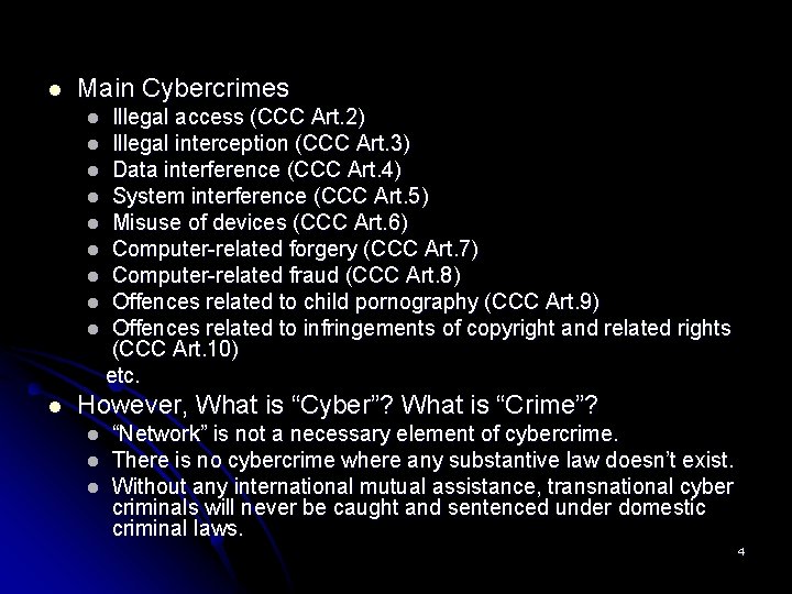 Cybercrimes main problems and analysis Takato Natsui Professor
