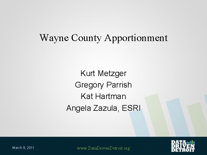 Wayne County Apportionment Kurt Metzger Gregory Parrish Kat