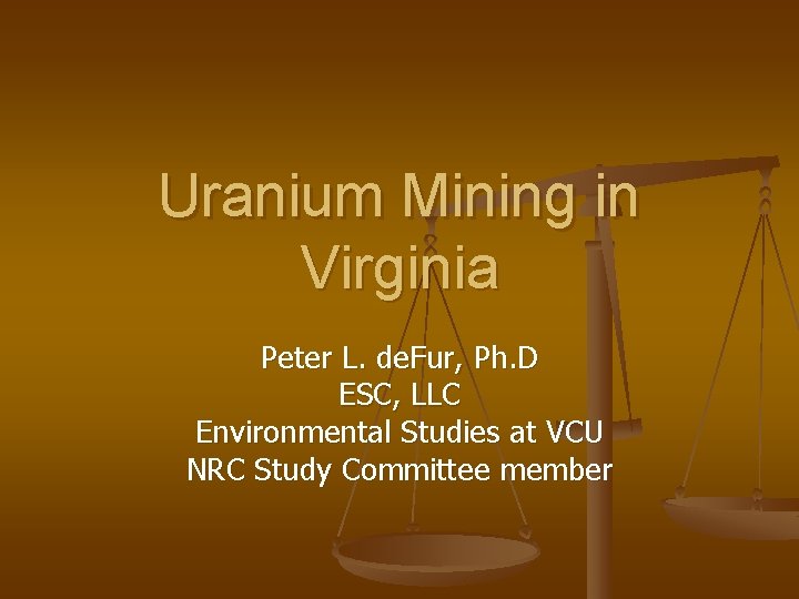 Uranium Mining in Virginia Peter L de Fur