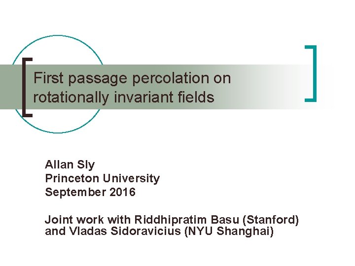 First passage percolation on rotationally invariant fields Allan
