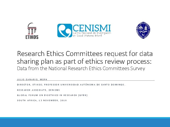 Research Ethics Committees request for data sharing plan