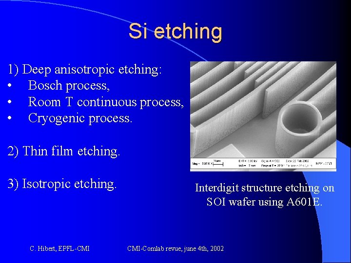 Dry etching in MEMS fabrication by Cyrille Hibert