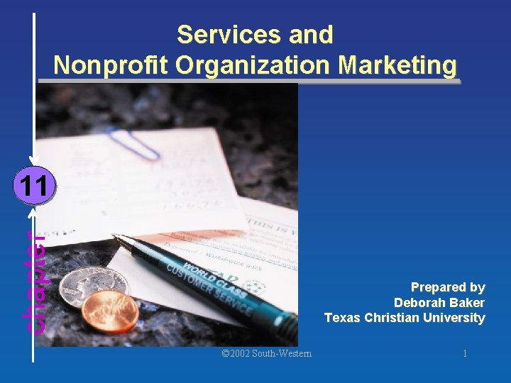 Services and Nonprofit Organization Marketing chapter 11 Prepared