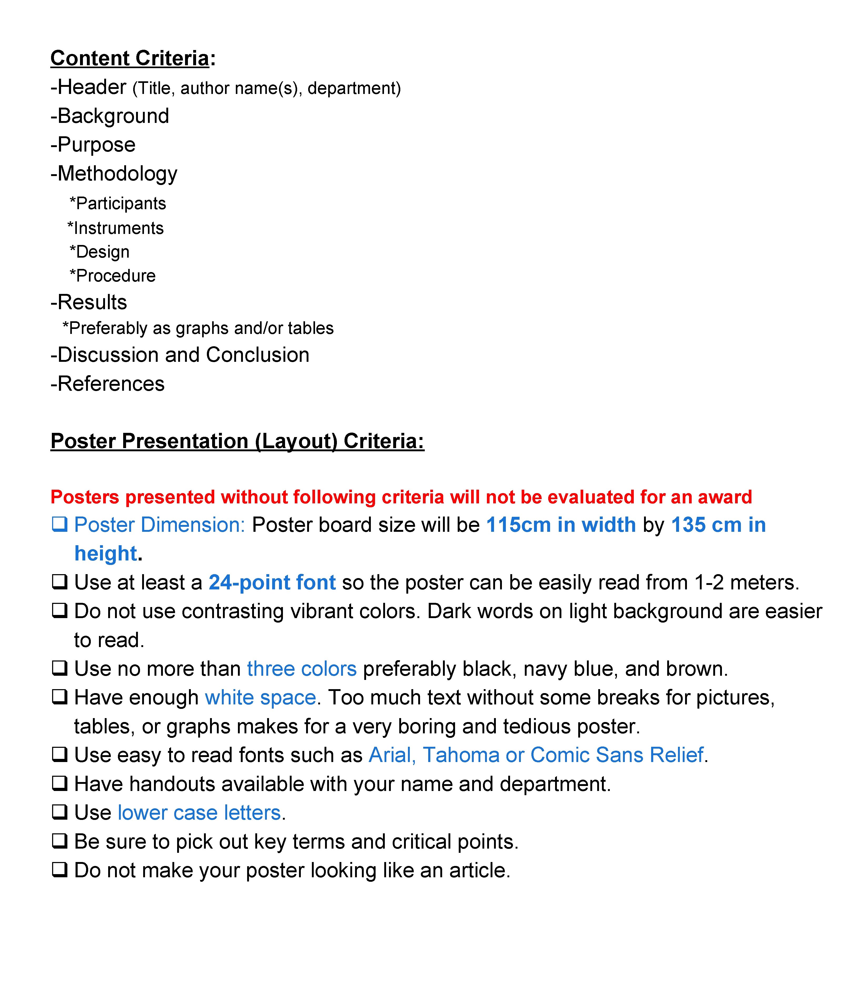 Content Criteria Header Title author names department Background
