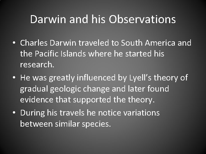 Principles of Evolution Activate Prior Knowledge Have you