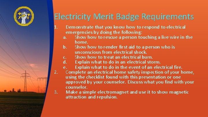 Electricity Merit Badge Troop 344 and 9344 Pemberville
