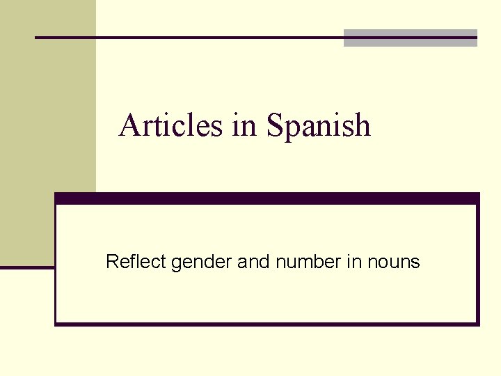 Articles in Spanish Reflect gender and number in