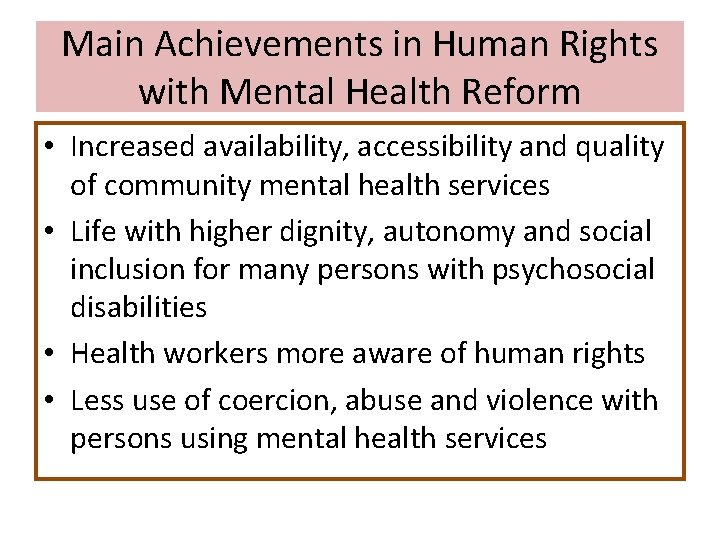 Mental Health Reform and Human Rights in Chile