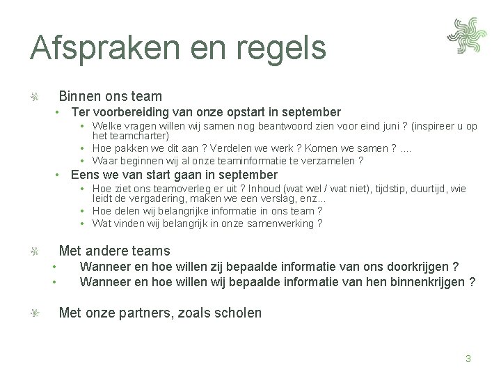 Workshop Afspraken maken Team Charter Opdracht Missie Prioriteiten
