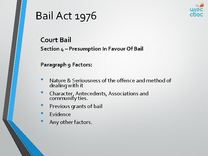 Rules and Theory of Criminal Law Bail Questions