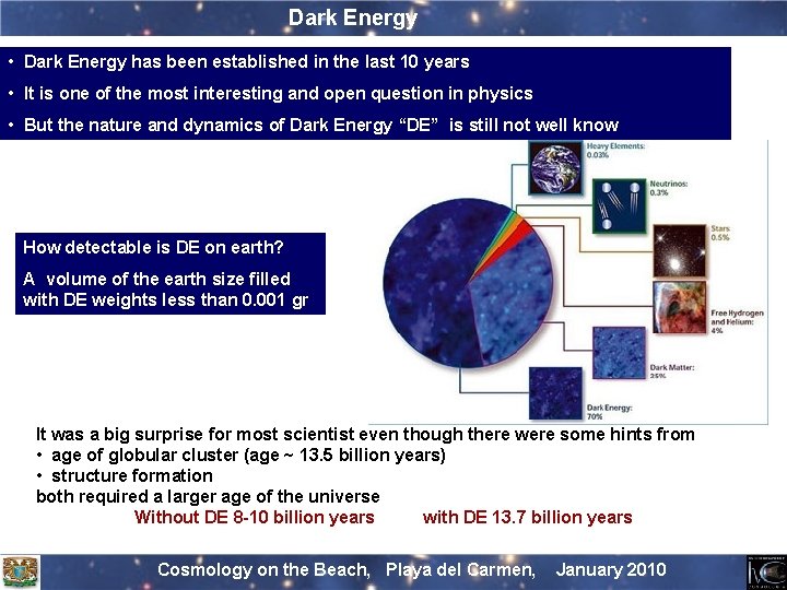 Instituto Avanzado de Cosmologa Connections between Dark Energy