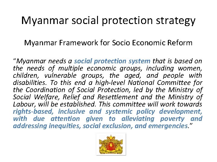 National dialogue for the elaboration of a social