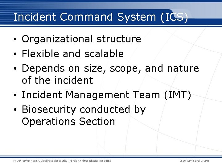 Biosecurity Foreign Animal Disease Response Adapted from the