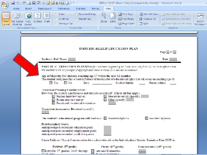 IEP Development for Transition Age Students February 2008