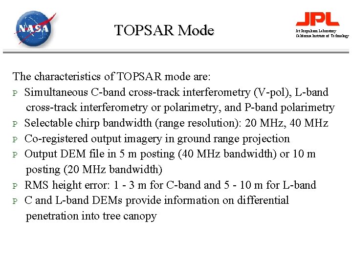 Jet Propulsion Laboratory California Institute of Technology The