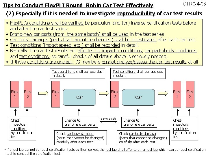 To Conduct Flex PLI Round Robin Car Test