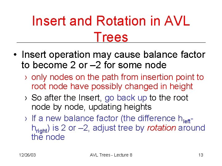 AVL Trees CSIT 402 Data Structures II Binary