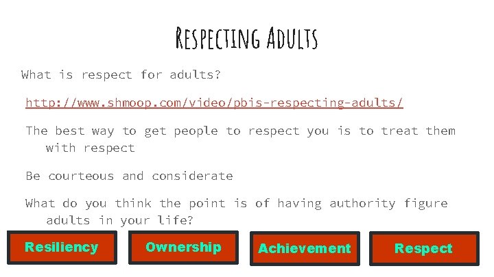 Adapted from Shmoop PBIS Respect curriculum ROAR Week