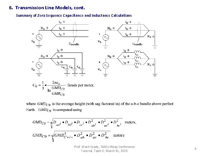 6 Transmission Line Models Wire over Earth capacitance