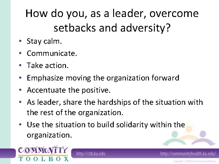 Overcoming Setbacks and Adversity What do we mean