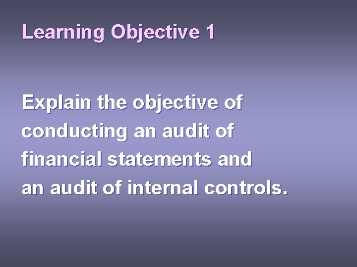 Audit Responsibilities and Objectives Chapter 6 Learning Objective
