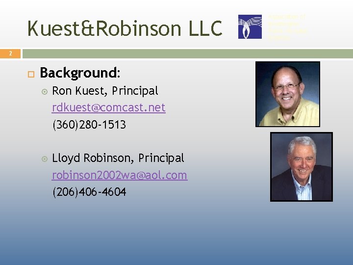 1 K R Kuest Robinson Association of Washington