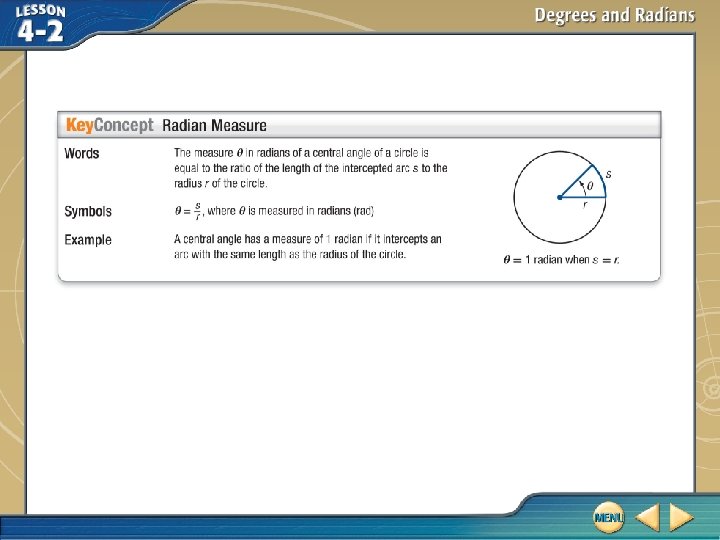 LESSON 4 2 Degrees and Radians FiveMinute Check