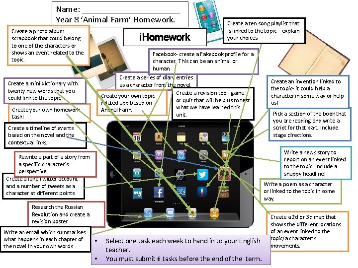 Name Year 8 Animal Farm Homework Create a