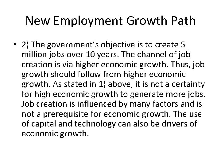 New Employment Growth Path New Employment Growth Path