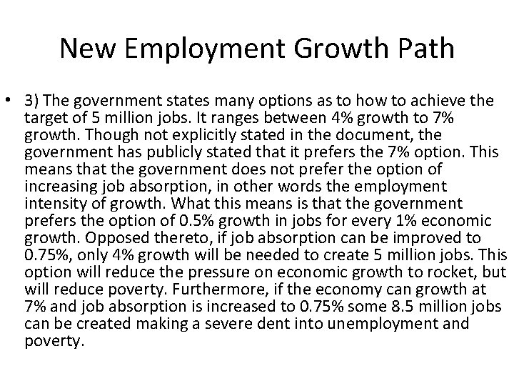 New Employment Growth Path New Employment Growth Path