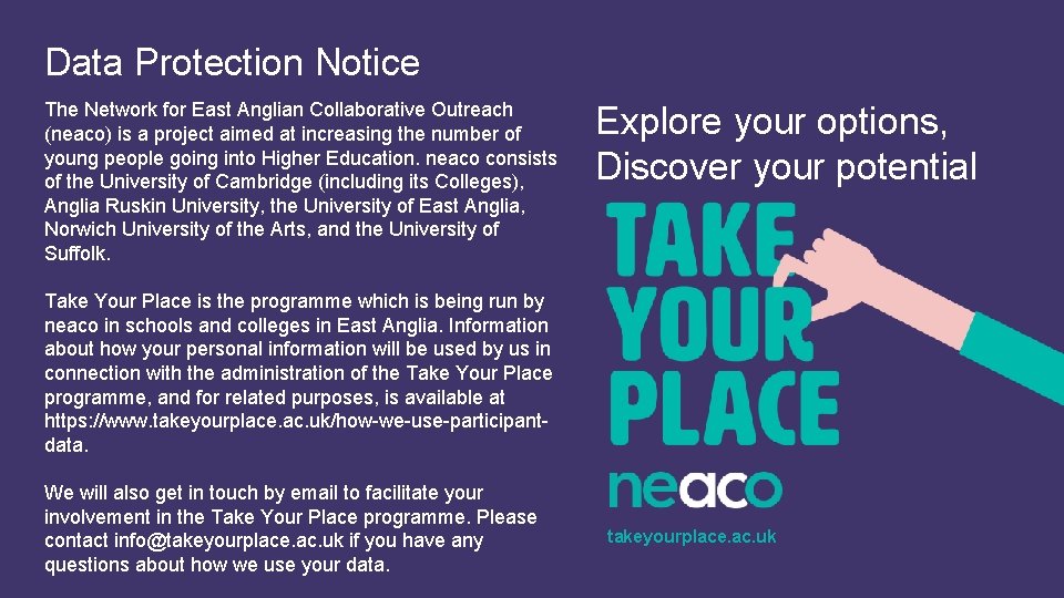 Data Protection Notice The Network for East Anglian