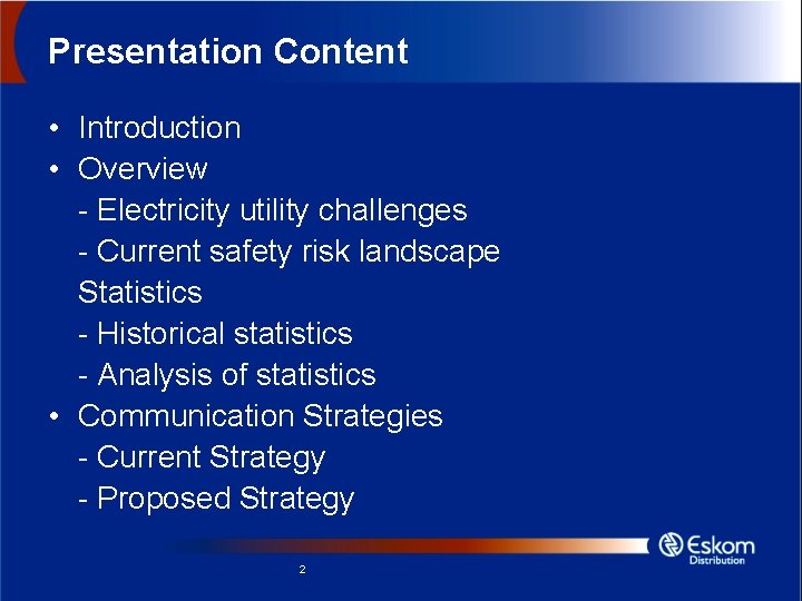 Safety challenges faced by Eskom the electricity utility