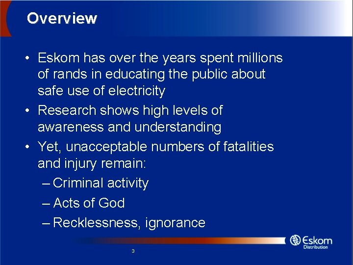 Safety challenges faced by Eskom the electricity utility