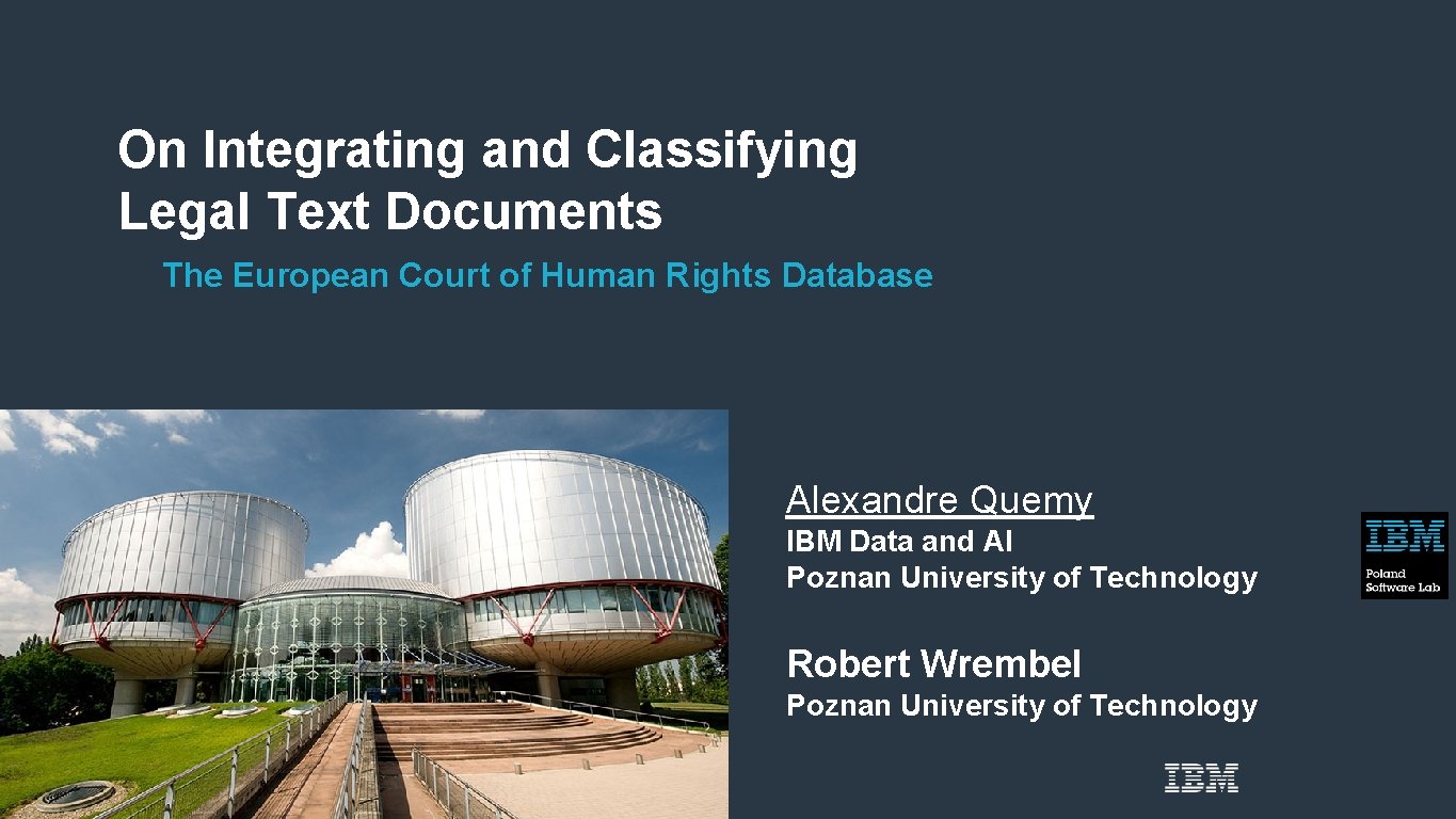On Integrating and Classifying Legal Text Documents The