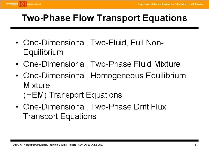 Department of Nuclear Engineering Radiation Health Physics GOVERNING