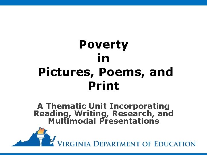 Poverty in Pictures Poems and Print A Thematic
