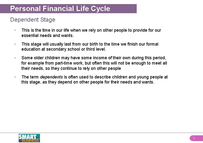 Strand 1 Chapter 3 Personal Financial Life Cycle